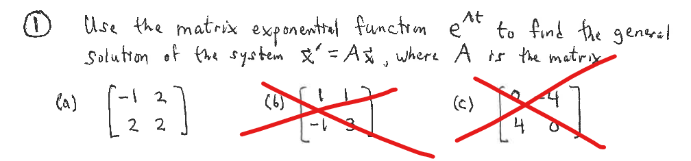 Solved 0 At Use the matrix exponential function e to find | Chegg.com