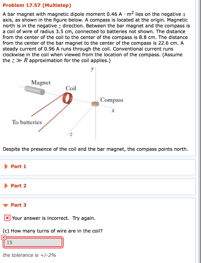 Solved Problem 17.57 (Multistep) A bar magnet with magnetic | Chegg.com