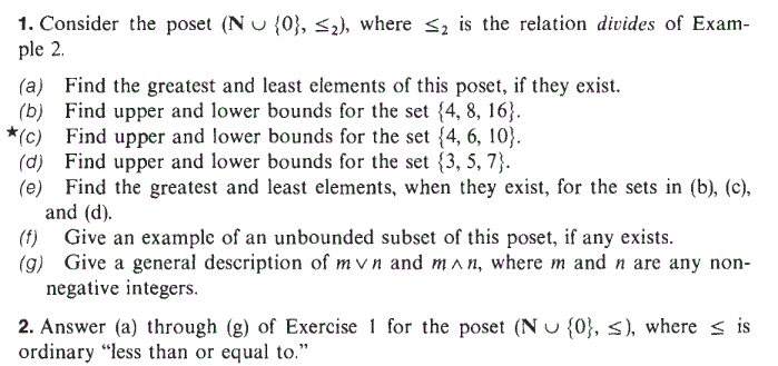 Solved 1. Consider the poset (N u {0}, 52), where Sy is the | Chegg.com