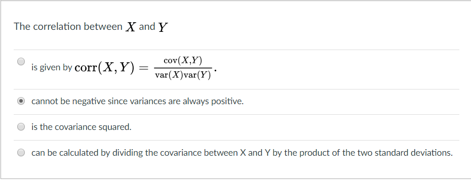 Solved The correlation between X and Y is given by corr(X, | Chegg.com