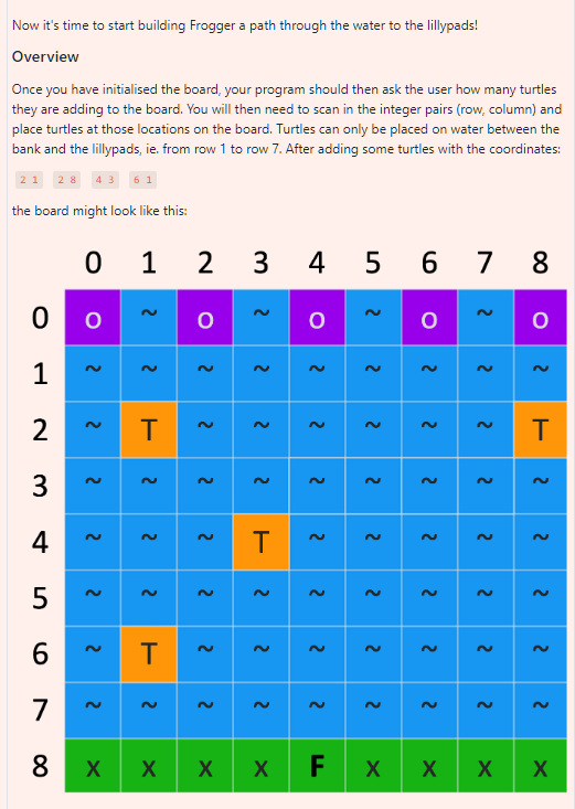 Solved using C program to make a CS Frogger game - trying | Chegg.com