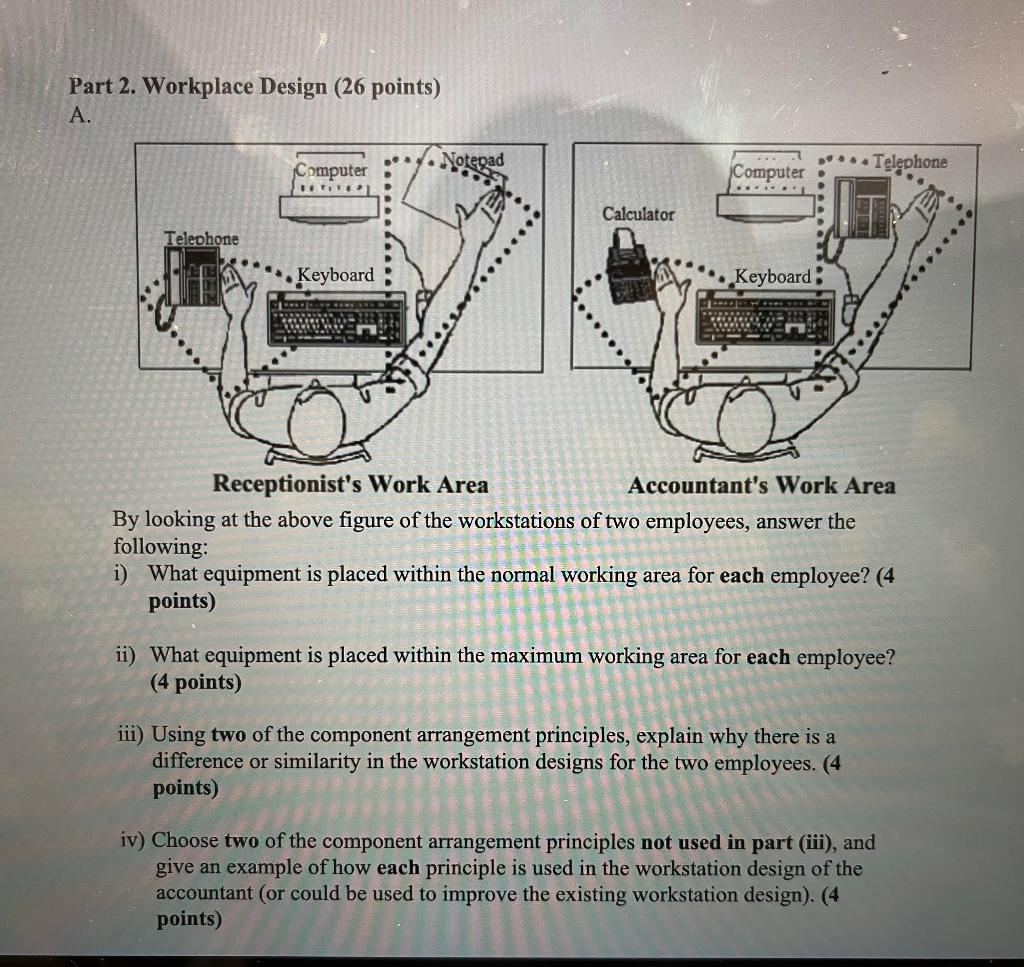 Solved Part 2. Workplace Design (26 points) A. recepuonist's | Chegg.com