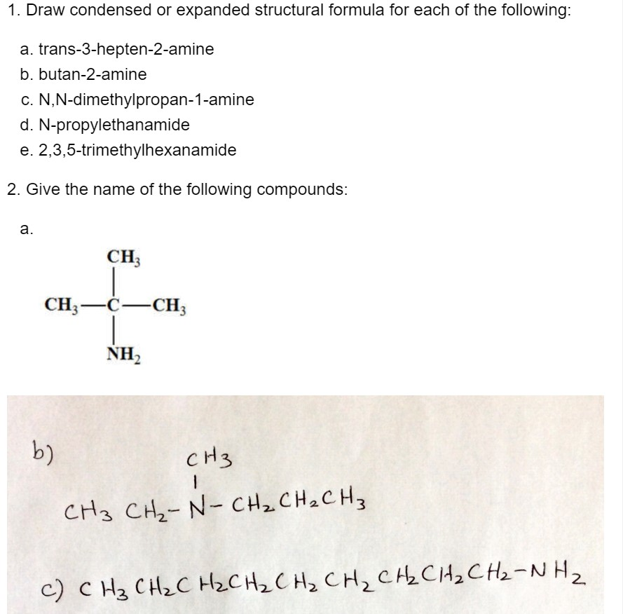 Solved 1. Draw condensed or expanded structural formula for | Chegg.com