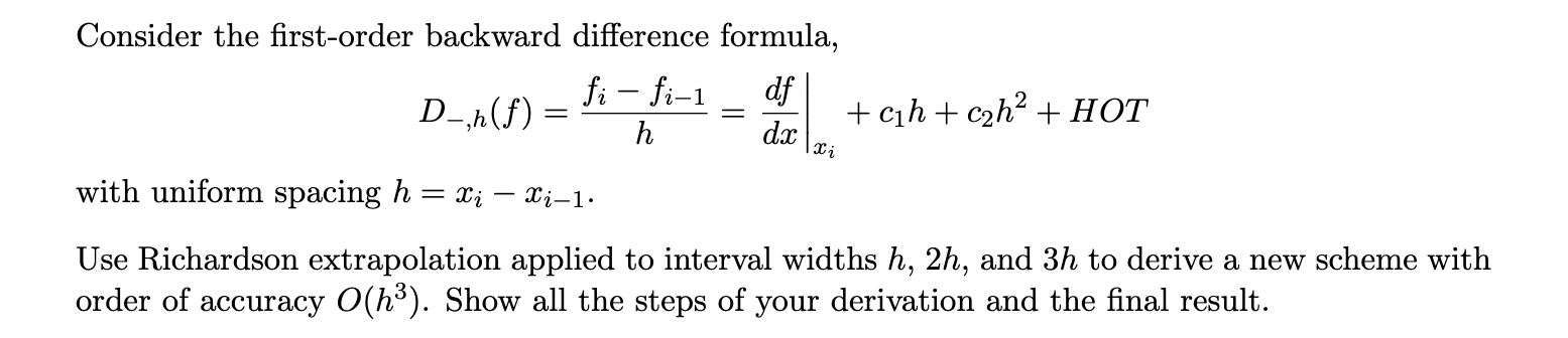 Consider the first-order backward difference | Chegg.com