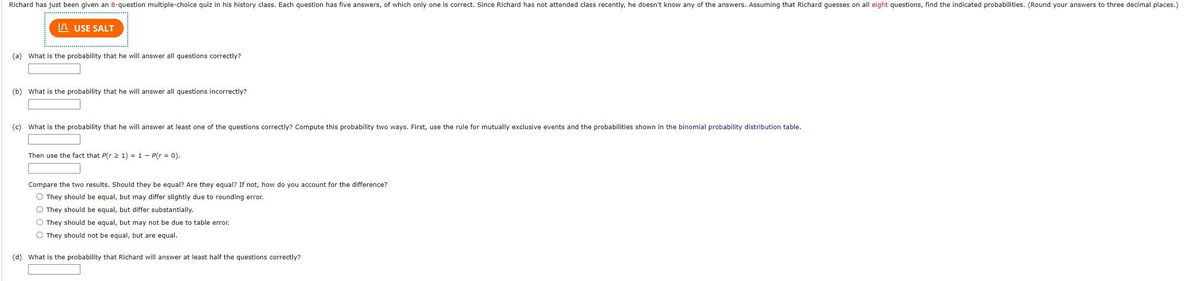 Solved (a) What is the probability that he will answer all | Chegg.com