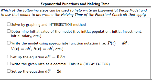 Solved Exponential Functions and Halving Time Which of the | Chegg.com