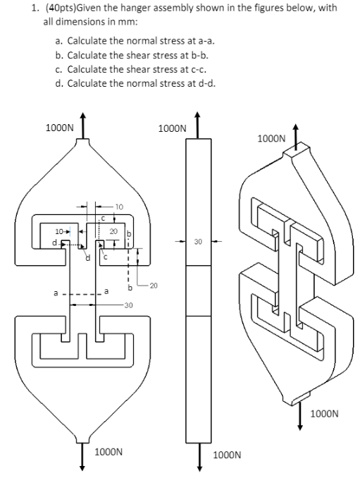 Solved Given the hanger assemblyshown in the figures below, | Chegg.com