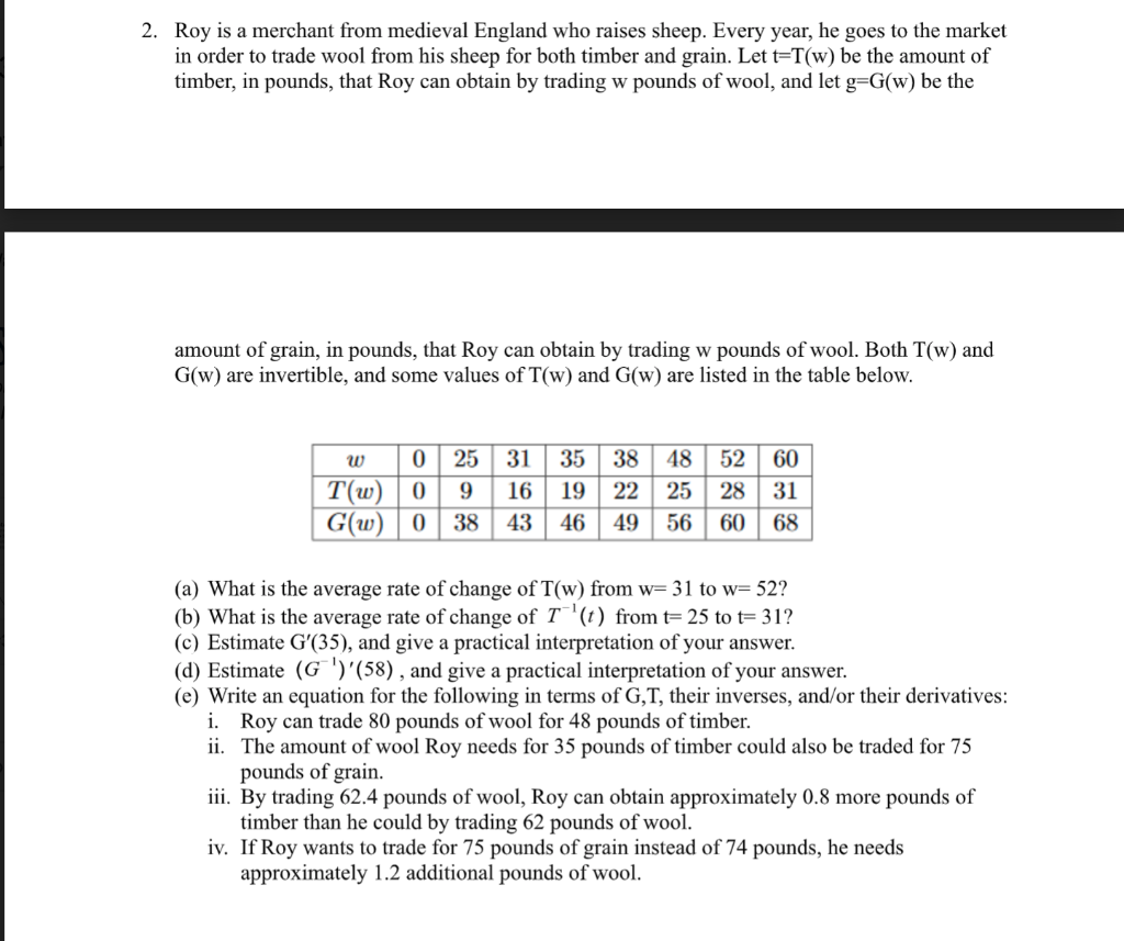 2. Roy is a merchant from medieval England who raises | Chegg.com