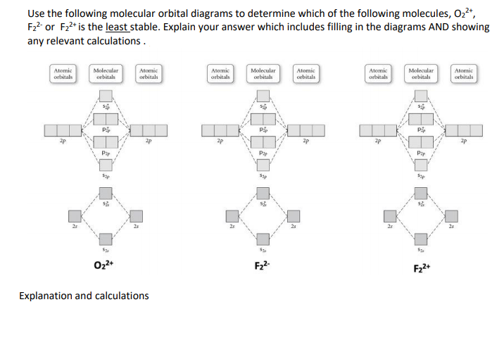 Solved Use The Following Molecular Orbital Diagrams To