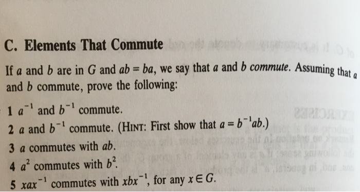 Solved Elements That Commute If a and b are in G and ab = | Chegg.com
