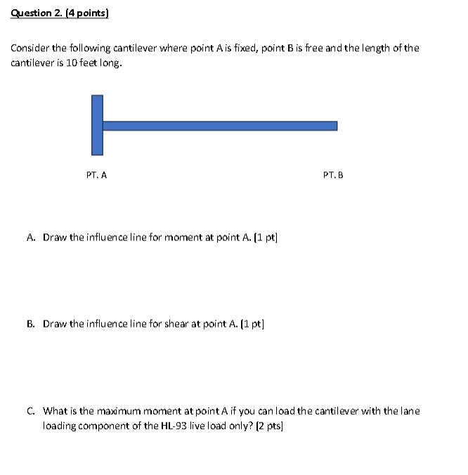 Solved Consider the following cantilever where point A is | Chegg.com