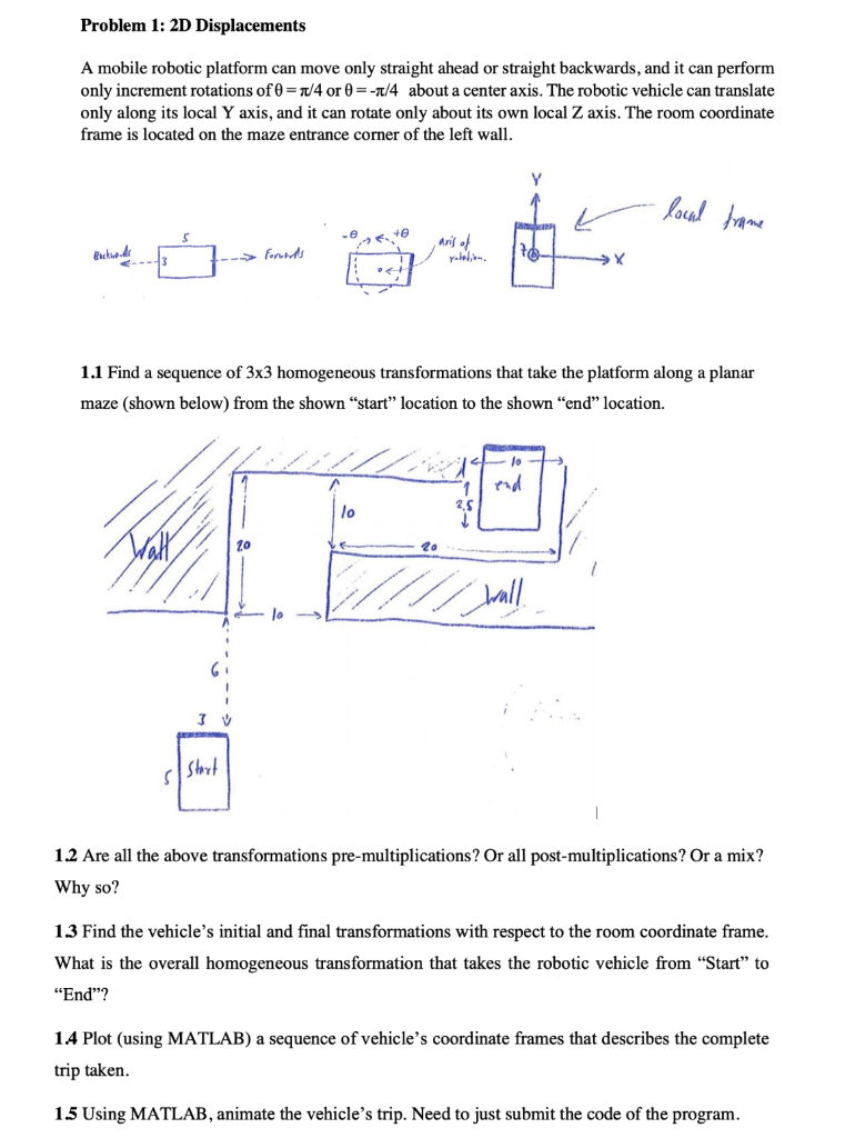 Solved Problem 1: 2D Displacements A mobile robotic platform | Chegg.com