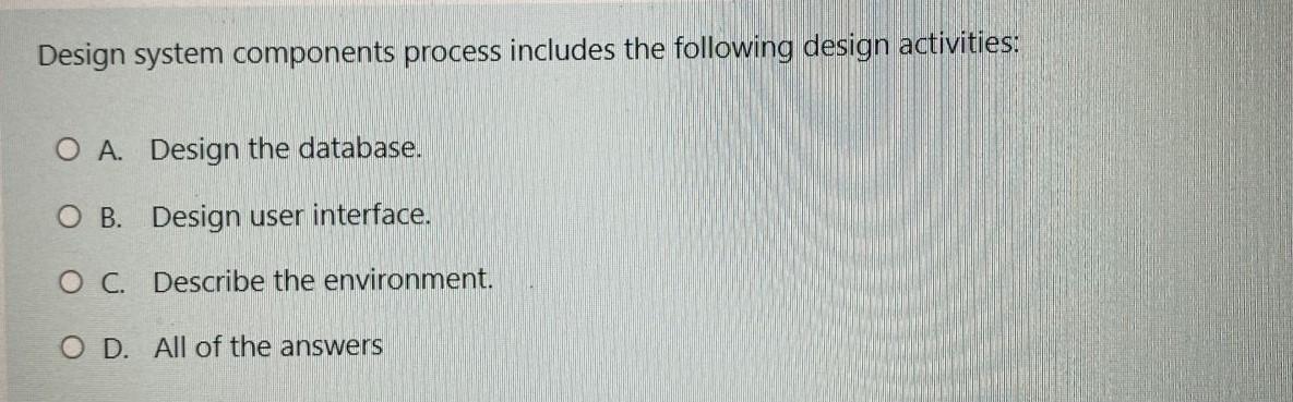 Solved Design system components process includes the | Chegg.com