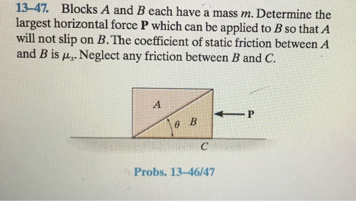 Solved 13-47. Blocks A and B each have a mass m. Determine | Chegg.com
