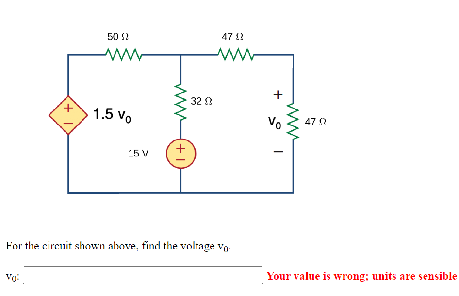 Solved For the circuit shown above, find the voltage v0. V0 | Chegg.com