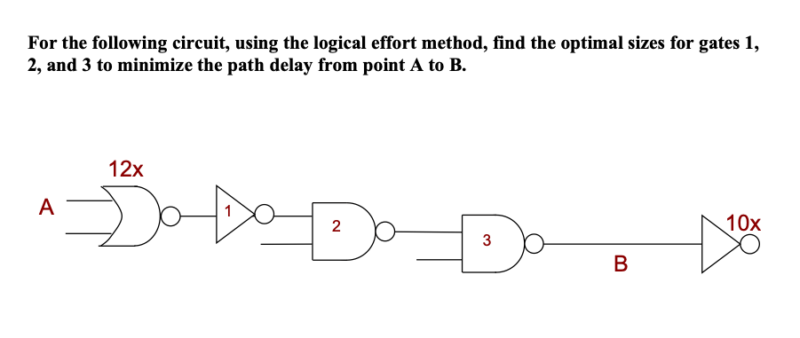 Solved For the following circuit, using the logical effort | Chegg.com