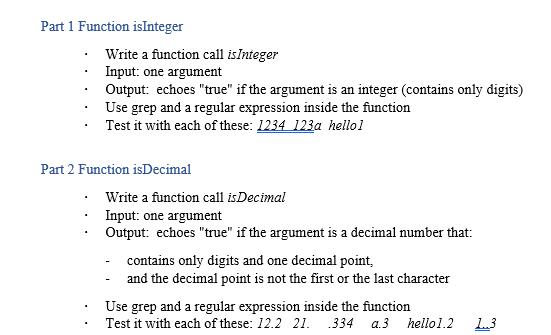 Solved Part 1 Function isInteger - Write a function call | Chegg.com