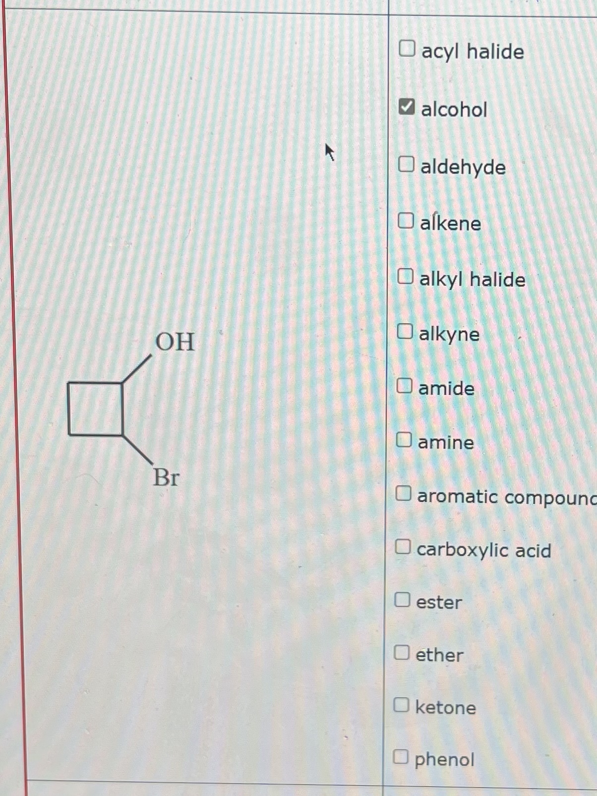 Solved acyl halide alcohol aldehyde alkene alkyl halide | Chegg.com