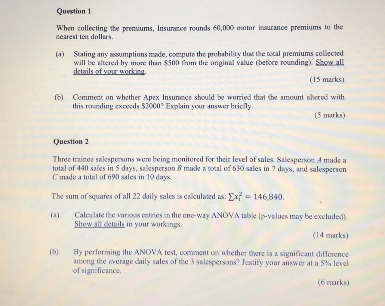 Solved Question 1 When collecting the premiums, Insurance | Chegg.com