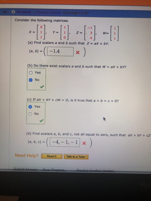 Solved Consider the following matrices. X1 0 (a) Find | Chegg.com