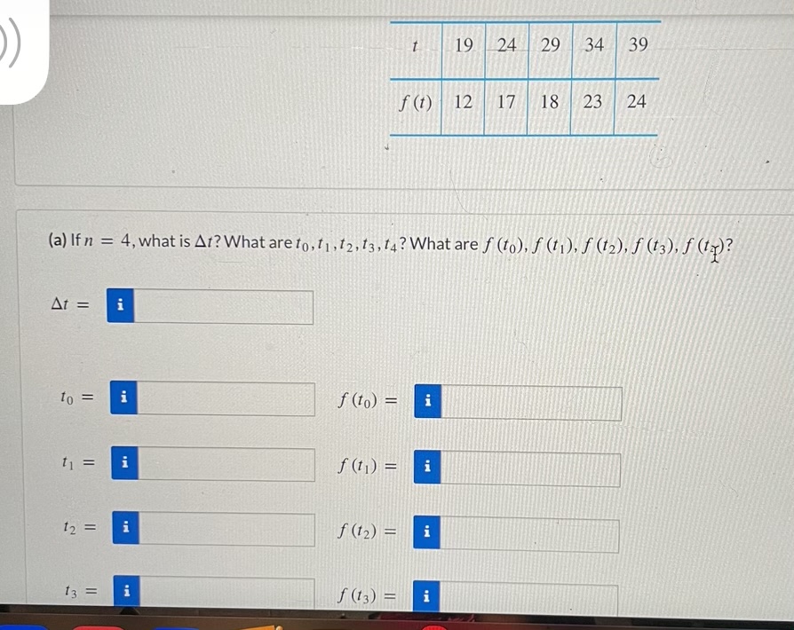 Solved (a) If n=4, what is Δt ? What are t0,t1,t2,t3,t4 ? | Chegg.com