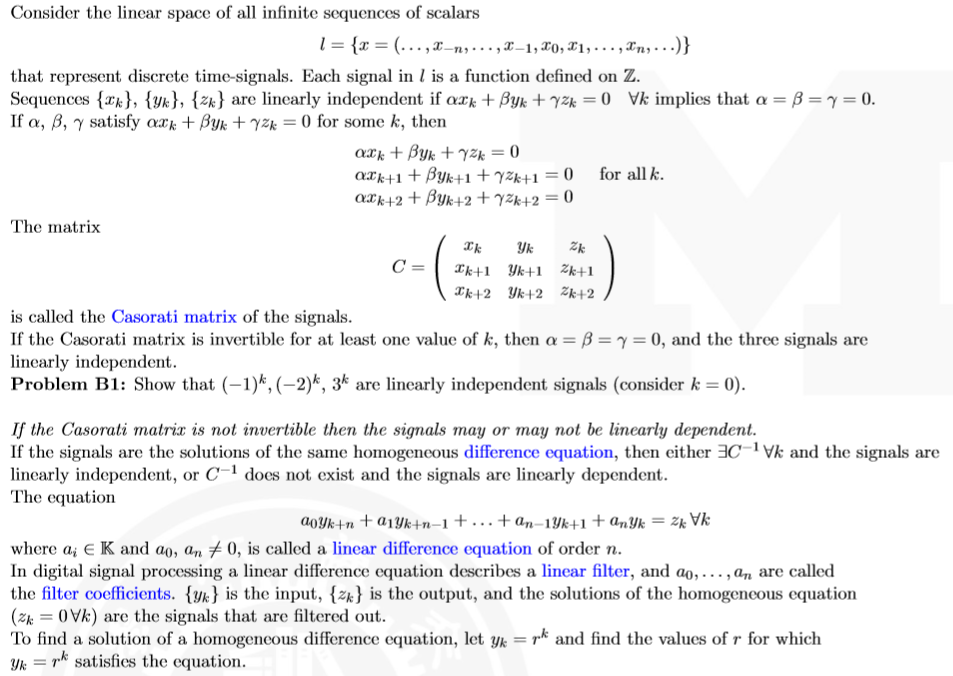 Consider the linear space of all infinite sequences | Chegg.com