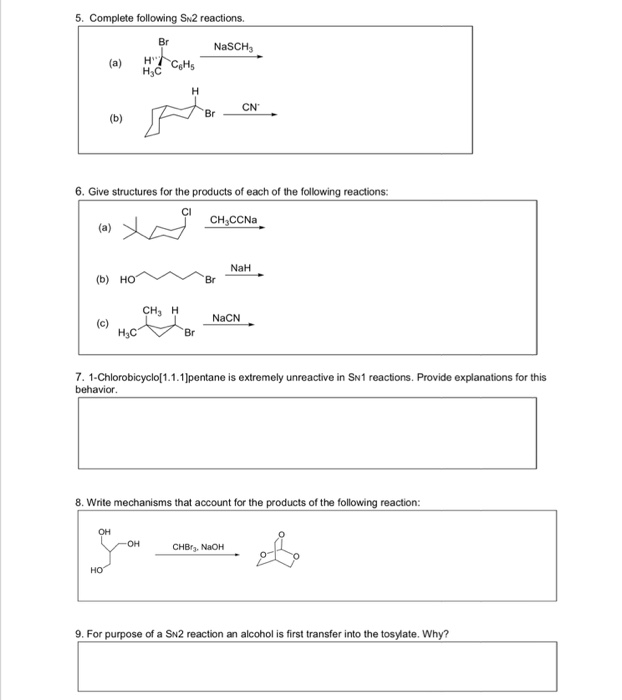 Solved 5. Complete following S2 reactions. Br NaSCH CN Br 6. | Chegg.com