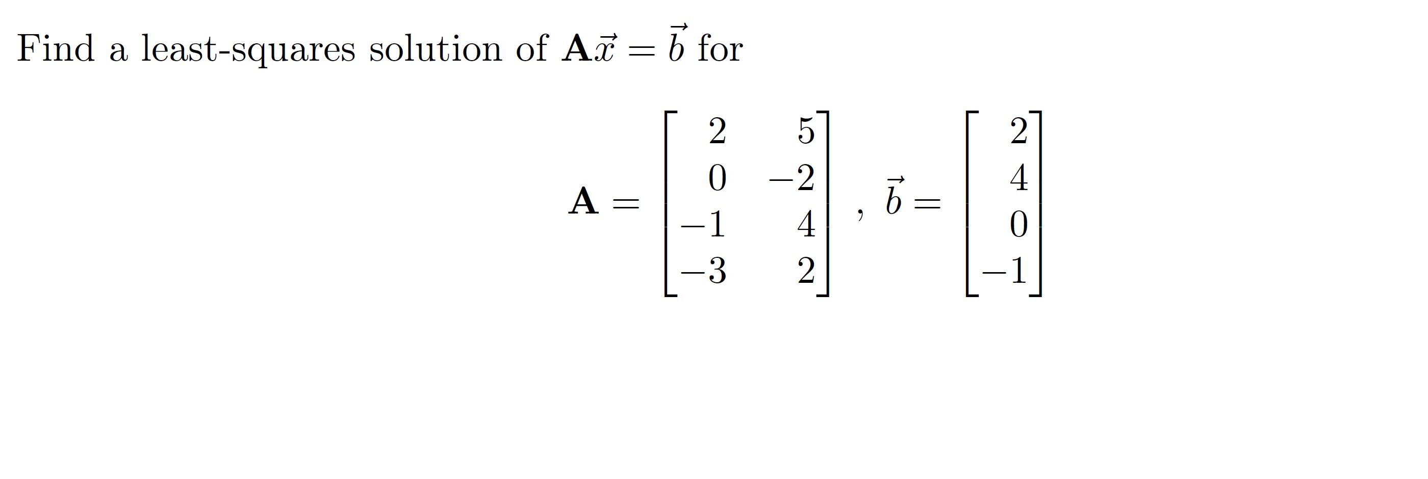 Solved Find a least-squares solution of Ax=b for | Chegg.com