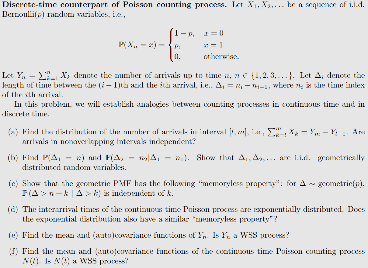 Discrete-time counterpart of Poisson counting | Chegg.com