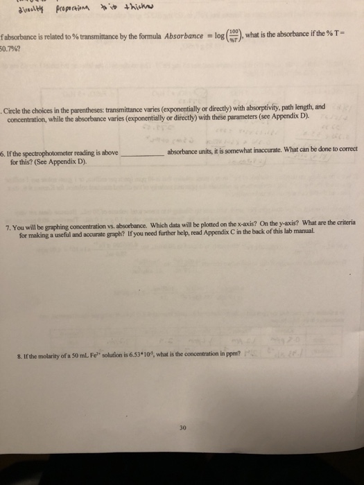 Solved fa sorbance is related to % transmittance by the | Chegg.com
