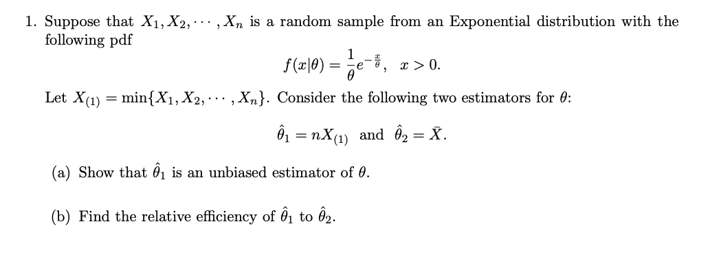 Solved 1. Suppose that X1, X2,...,Xn is a random sample from | Chegg.com