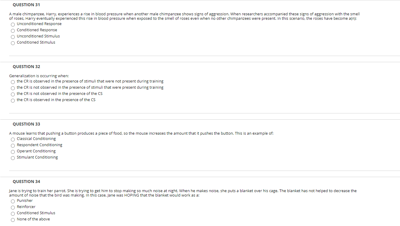 Solved QUESTION 31 A male chimpanzee, Harry, experiences a | Chegg.com