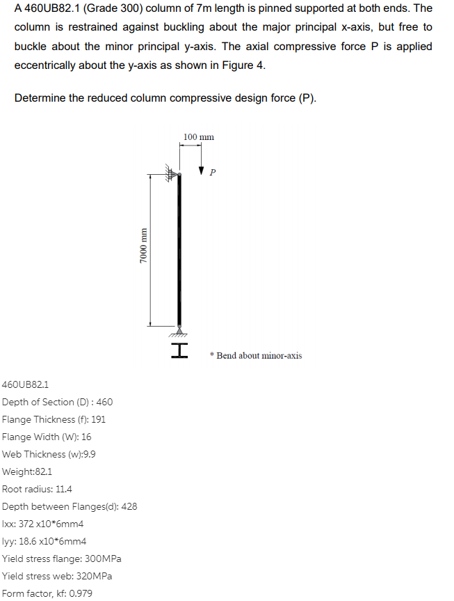 A 460UB82.1 (Grade 300) column of 7m length is pinned | Chegg.com