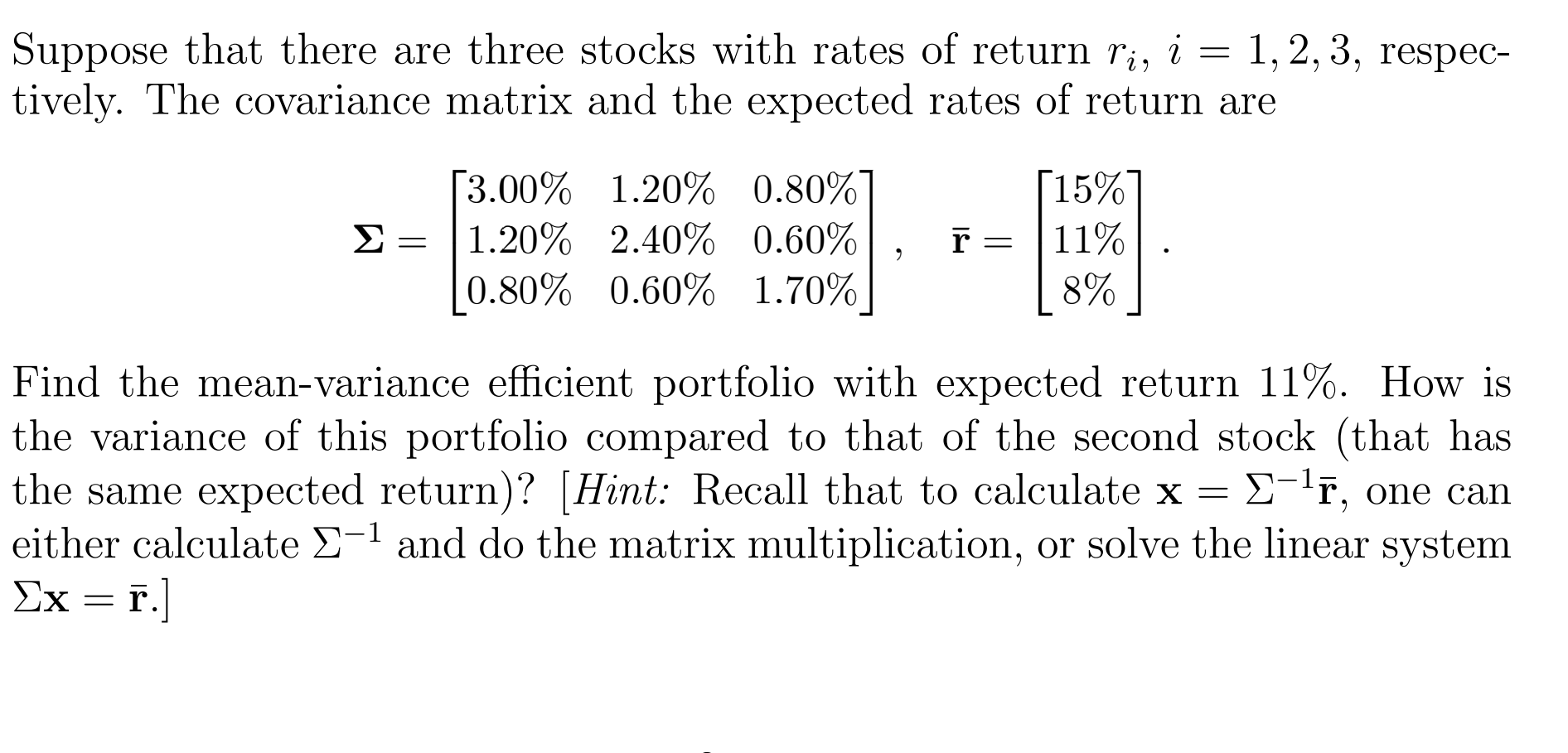 Suppose that there are three stocks with rates of | Chegg.com
