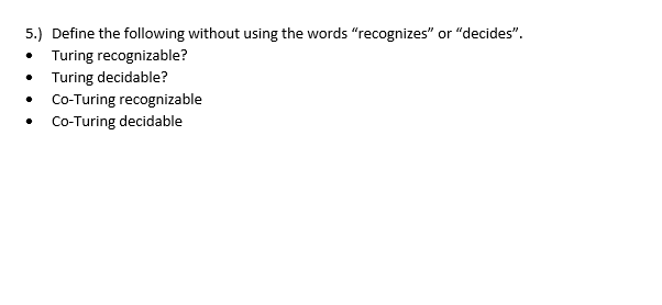 Solved 5.) Define the following without using the words | Chegg.com