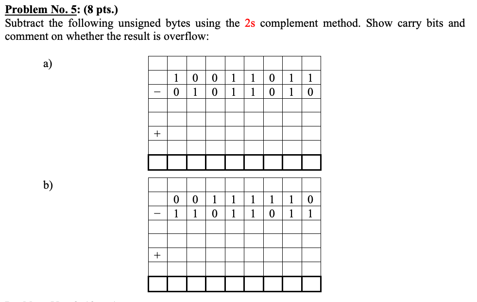 Solved Problem No. 5: (8 pts.) Subtract the following | Chegg.com Solved Problem No. 5: (8 pts.) Subtract the following | Chegg.com