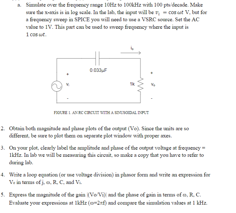 Use LTSPICE to obtain frequency response(.ac | Chegg.com