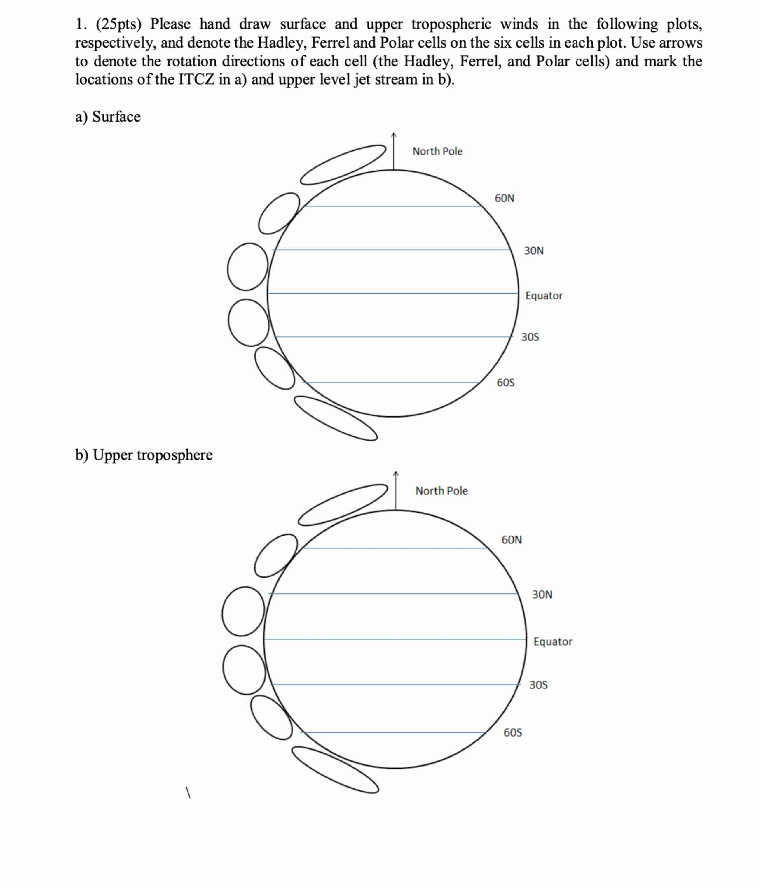 Solved 1. (25pts) ﻿Please hand draw surface and upper | Chegg.com