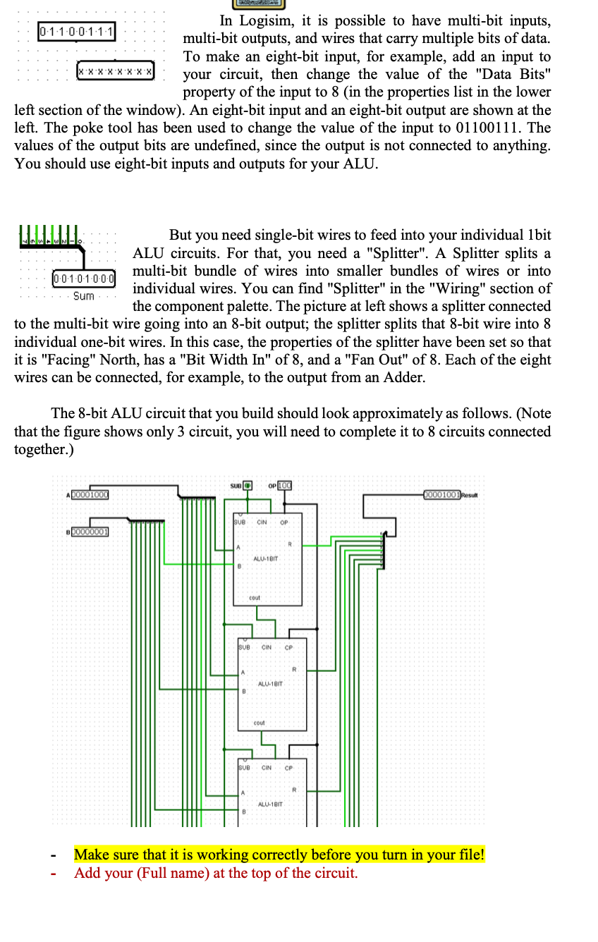 Building an 8-bit ALU In this project, you are | Chegg.com