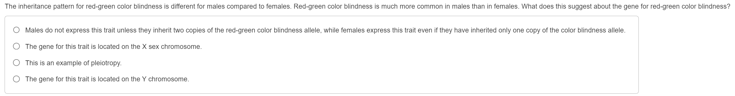 Solved Males do not express this trait unless they inherit | Chegg.com