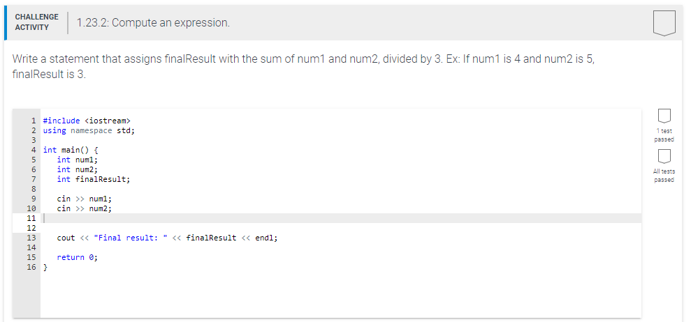 Solved Challenge Activity 1 23 2 Compute An Expression