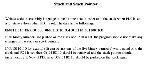 Stack and Stack Pointer Write a code in assembly | Chegg.com