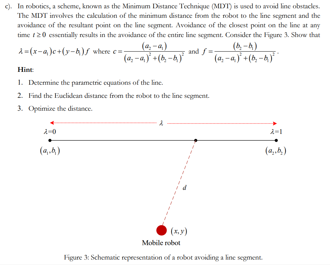 Solved In robotics, a scheme, known as the Minimum Distance | Chegg.com