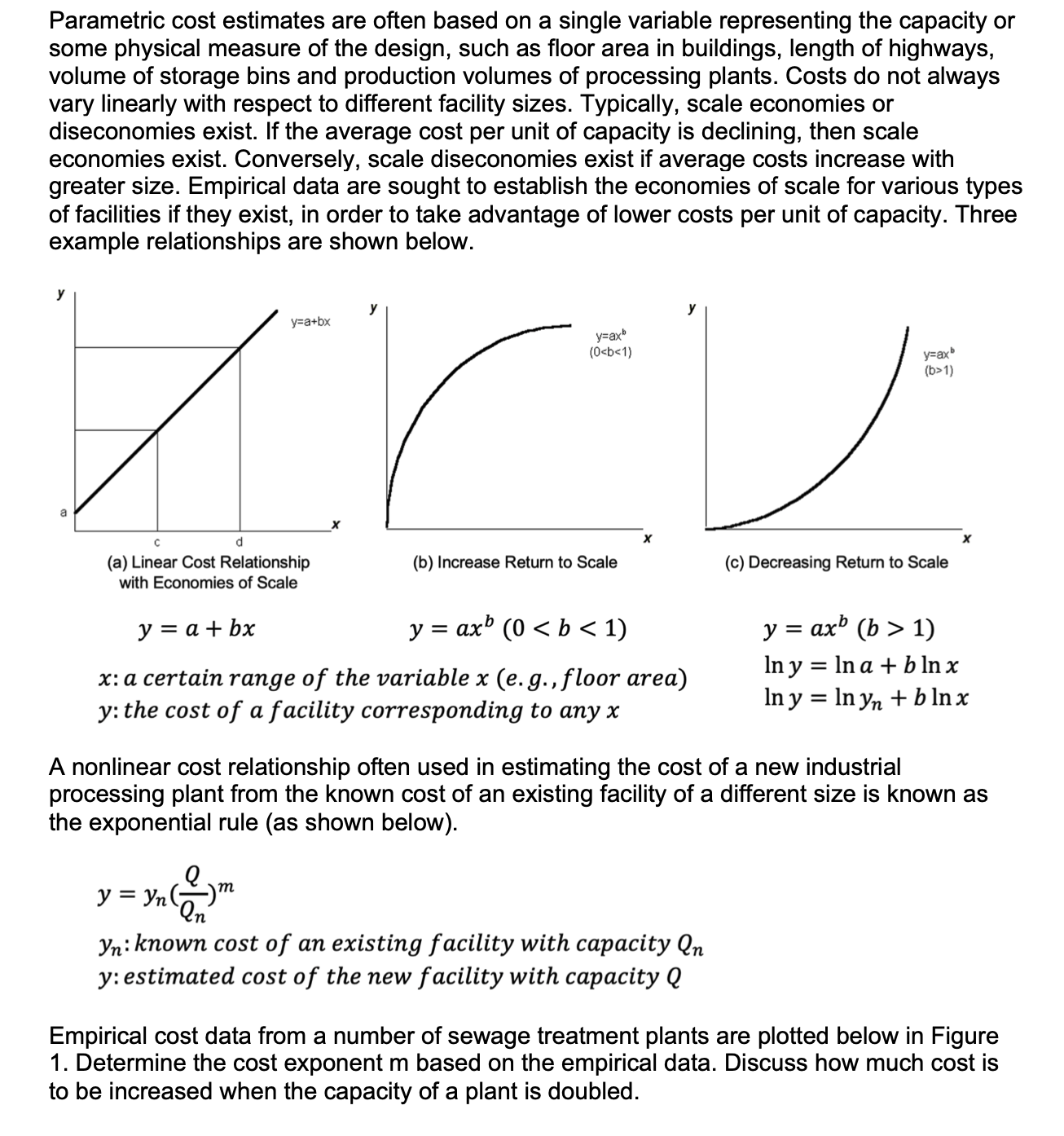 Solved Parametric cost estimates are often based on a single | Chegg.com