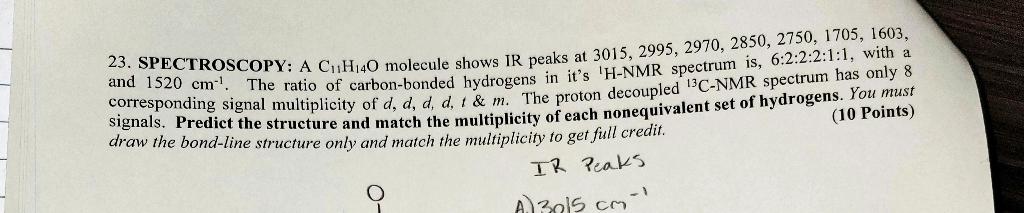 Solved 23. SPECTROSCOPY: A C11H14O molecule shows IR peaks | Chegg.com