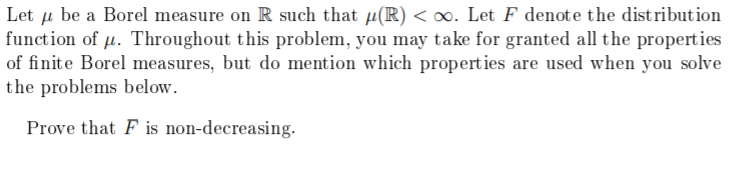 Solved Let u be a Borel measure on R such that y(R)