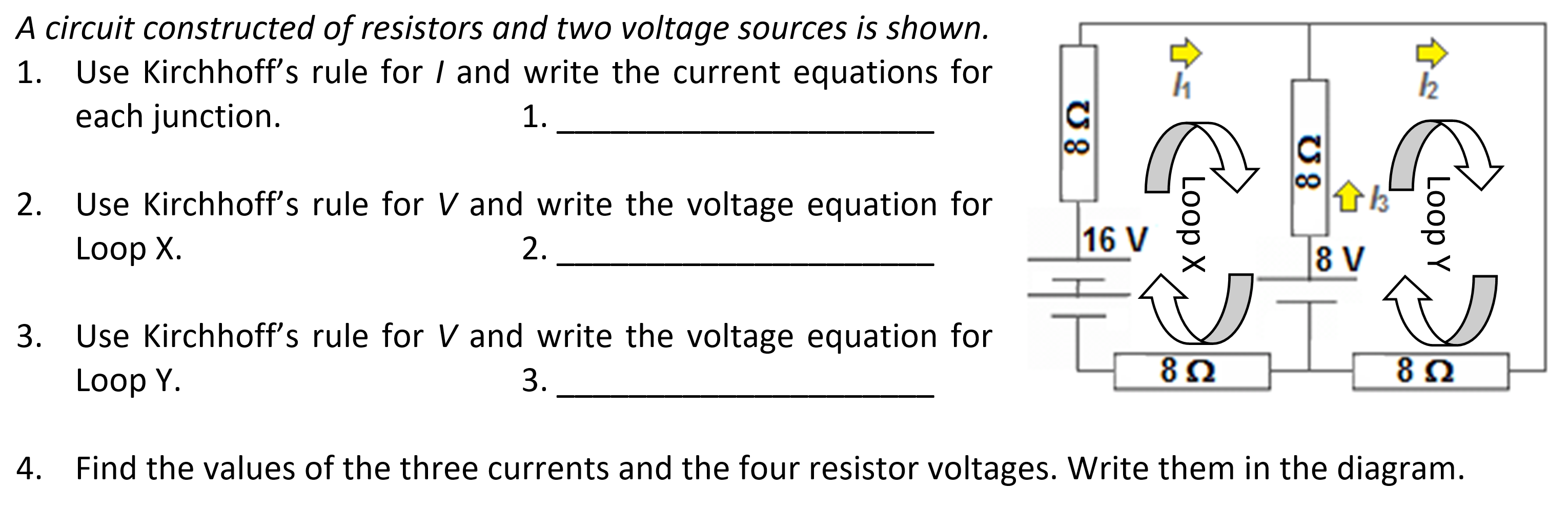 Solved A circuit constructed of resistors and two voltage | Chegg.com