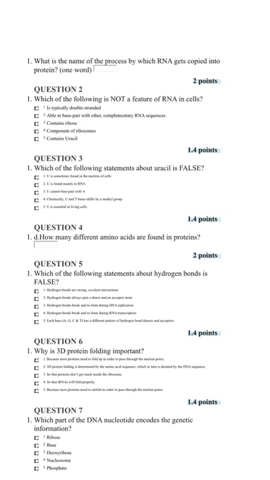 Solved 2 points QUESTION 9 1. Which of the following | Chegg.com Solved 2 points QUESTION 9 1. Which of the following | Chegg.com