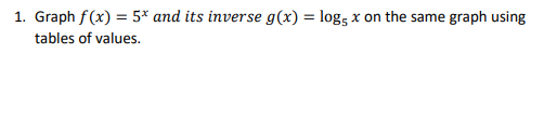 Solved 1. Graph f(x) = 5* and its inverse g(x) = log5 x on | Chegg.com