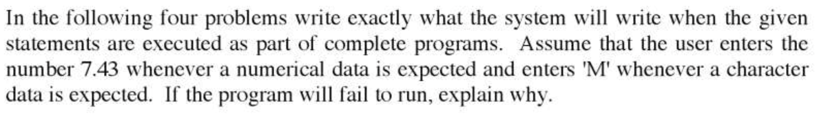 Solved In the following four problems write exactly what the | Chegg.com